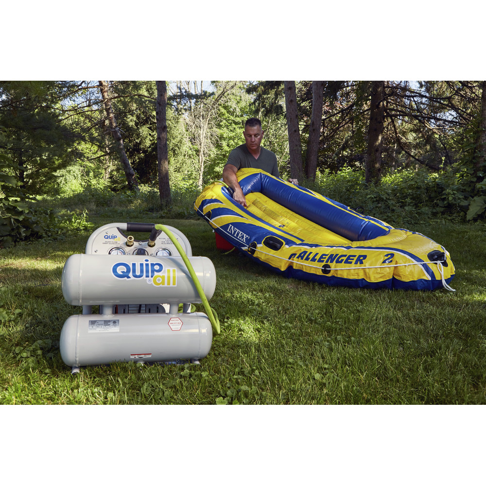 Quipall Ultra Quiet 1 HP 4.6 Gallon Oil-Free Twin Stack Air Compressor ...